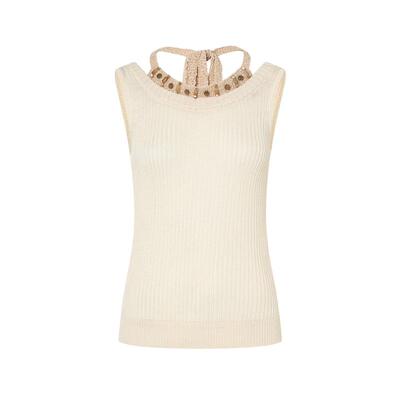 XU ZHI x LOOKNOW2026春夏新品亚麻混纺绑带针织无袖背心