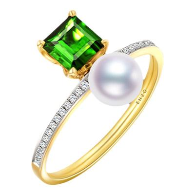 enzo18K金海水珠碧玺钻石戒指
