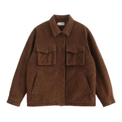 复古灯芯绒口袋工装棉服