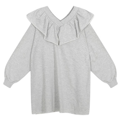 LOWRYS FARM连衣裙女2026春季新款法式荷叶边V领长袖裙子589580