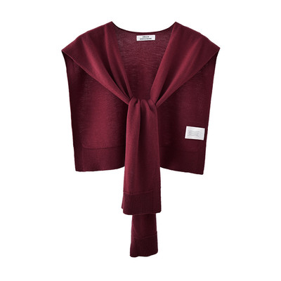 春秋薄款空调房安哥拉红披肩外搭女2024新款酒红安可拉红百搭搭肩