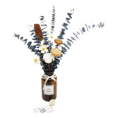 永生花尤加利叶干花花束摆件