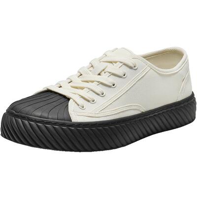 百丽男鞋贝壳头休闲帆布鞋男士新款秋季时尚简约板鞋子A2147CM5