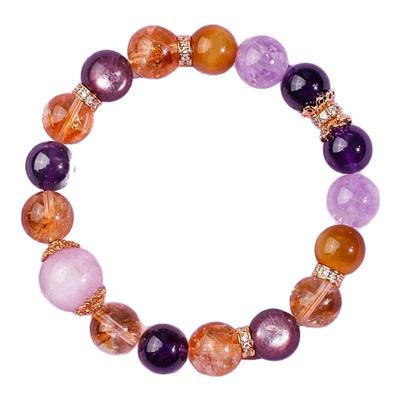 天然紫水晶黄塔晶招财多宝手串