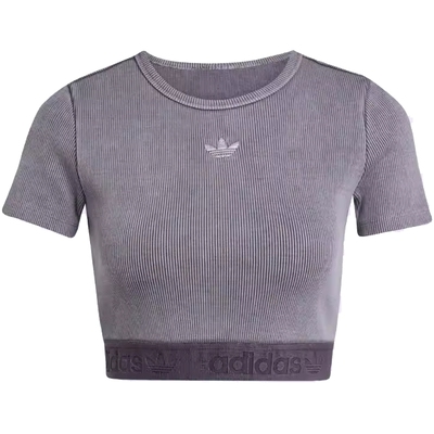 adidas阿迪达斯三叶草女子露脐修身时尚潮流运动短袖T恤JW3573