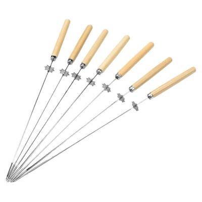 烧烤不锈钢木柄齿轮签子配件烤钎