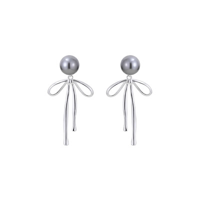 独特绝美轻奢蝴蝶结珍珠耳环