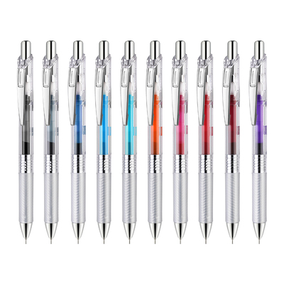 【送笔芯】官方旗舰店 日本Pentel派通透明杆BLN75TL中性笔透明杆彩色勃艮第红学生黑色0.5按动松石绿速干笔