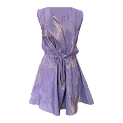 轻奢时髦迪拜紫A字工装连衣裙