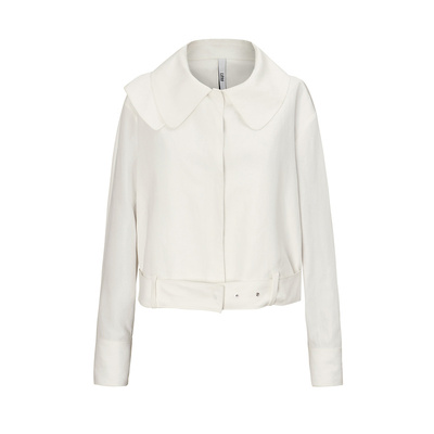 LESS春秋亚麻翻领宽松夹克外套