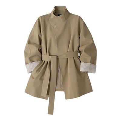 欧货大码百搭显瘦设计感风衣外套