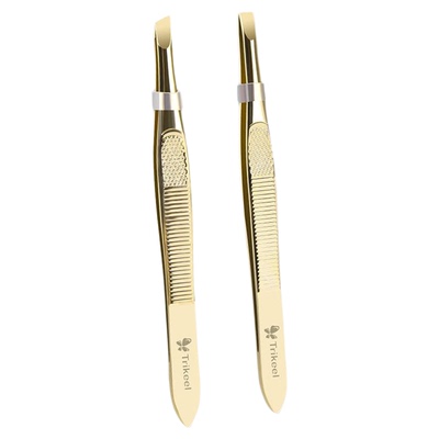Trikeel眉夹小镊子拔毛钳金色
