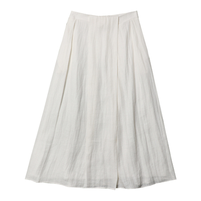 TANG TOWN自制华夫格亚麻半裙 轻盈“氧气感”时髦立体宽褶长半裙