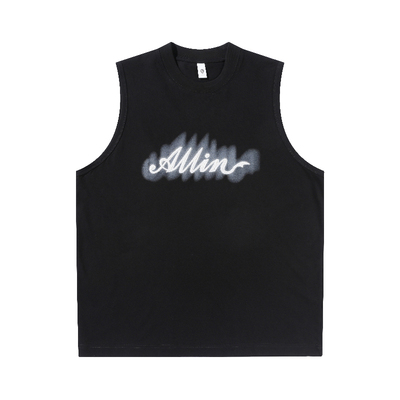 ALLIN品牌LOGO字母印花无袖t恤