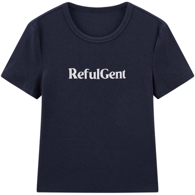 太平鸟植绒字母印花短袖T恤