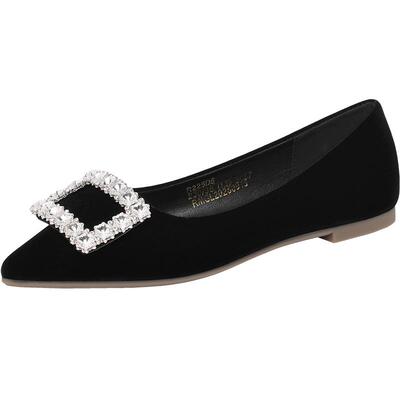 remoor时尚气质水钻尖头浅口单鞋