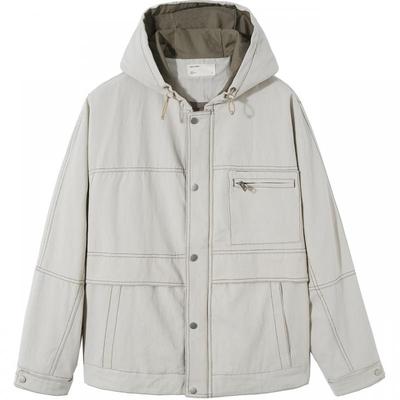 流石男装高端工装外套连帽夹克男