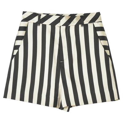 拼色竖条纹短裤百搭休闲裤