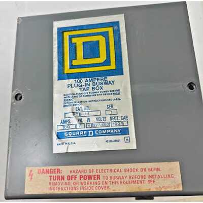 SQUARE D PTB14 100 AMPERE PLUG IN BUSWAY TAP BOX SER 1 27748