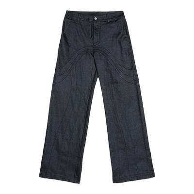 牛仔刷蜡裤宽松直筒牛仔裤长裤