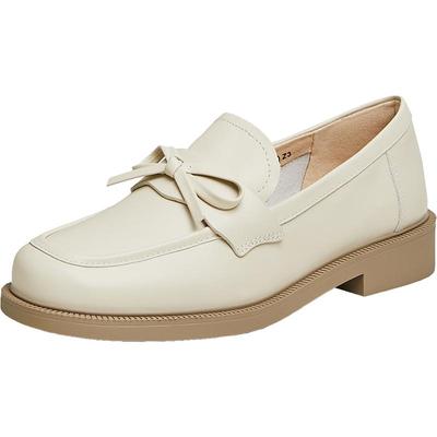 天美意平底乐福鞋复古单鞋女一脚蹬小皮鞋秋新款CXC34AA4奥莱