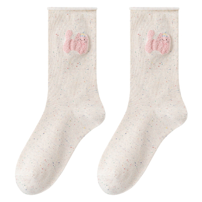 2025秋冬新款可爱点子纱中筒袜