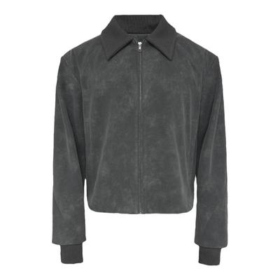 JCAESAR螺纹袖皮衣夹克