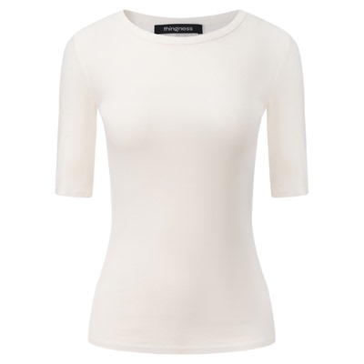 彩色微透背后银色织带T恤