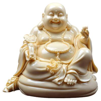 戴玉堂玉黄瓷如意弥勒佛笑佛陶瓷大肚弥勒佛像客厅供奉艺术摆件