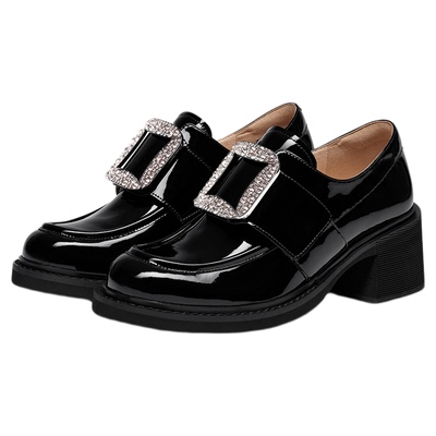 明星同款有钱钻蹀愫长腿厚底增高6CM不累脚乐福鞋单鞋小皮鞋