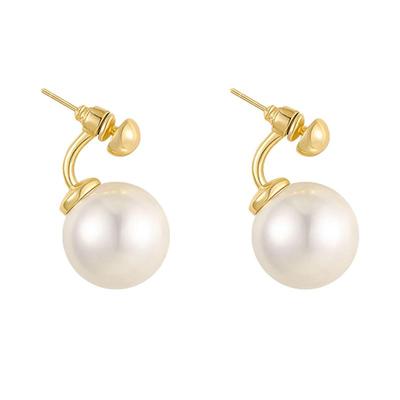 大珍珠耳钉后挂式高级感耳环