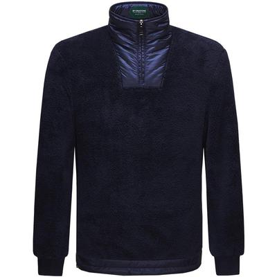 半高领拼接抽绳收腰保暖套头衫