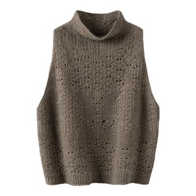 羊绒背心马甲女立领无袖镂空