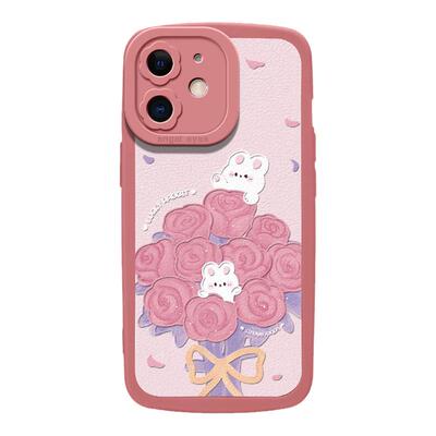 阿仙奴小兔花束适用苹果12手机壳新款iPhone11pro小羊皮xr镜头全包xsmax可爱iP7/8plus女款卡通x个性小众原创