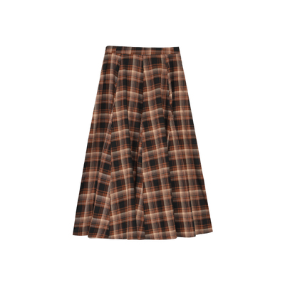 MULVAN 格纹步调 复古格子半身裙女松弛感小众高腰显瘦中长款半裙