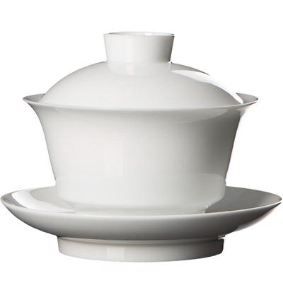 容山堂白瓷盖碗茶杯单个高档