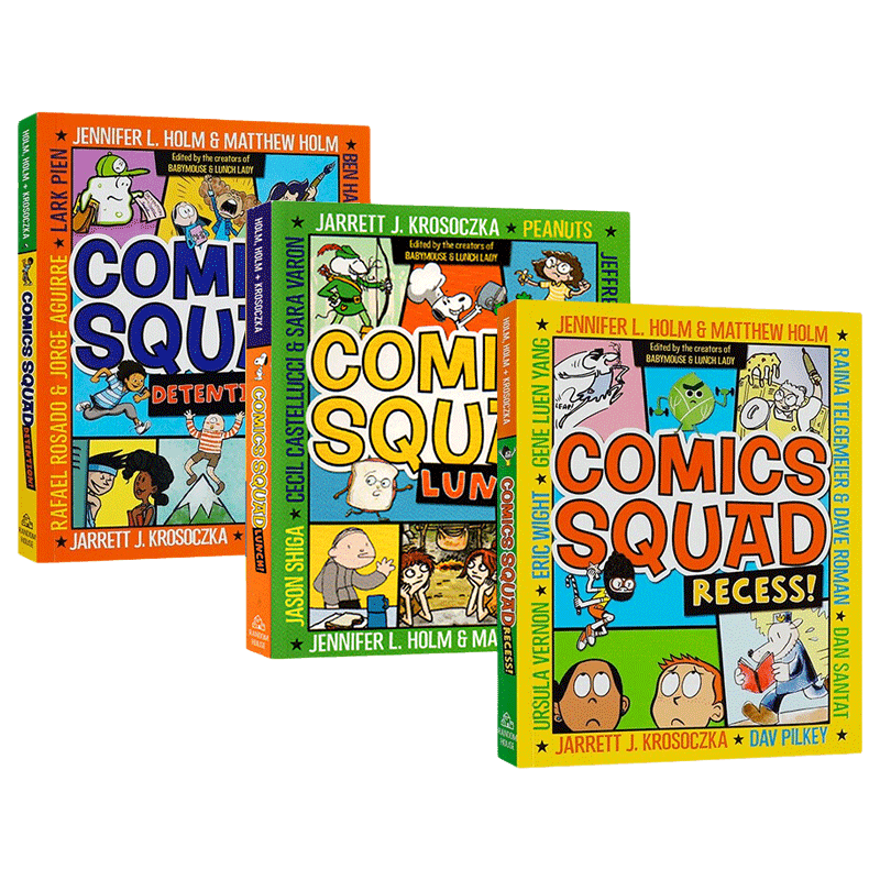 英文原版 Comics Squad 漫画班1-3册 全彩幽默爆笑漫画小说 纽伯瑞奖作家Jen Lunch/Detention/Recess 英文版 进口英语原版书籍