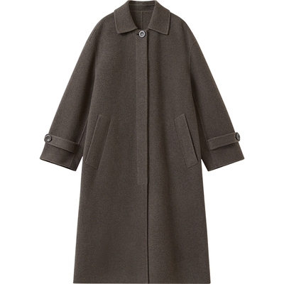 播商场同款简约百搭毛呢外套女冬新款宽松超长款大衣BDS4AD3622