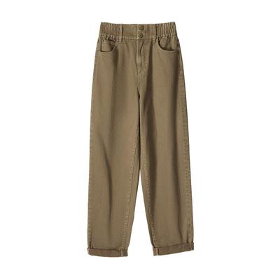 MSLAN休闲通勤松紧直筒牛仔裤