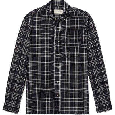 Officine Generale 夏季男纽扣领格纹平纹布衬衫