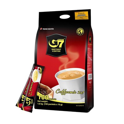 25年12月产越南中原G7原味咖啡100条装三合一学生提神速溶咖啡粉