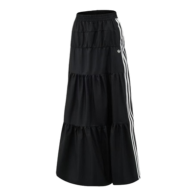 adidas三叶草夏季女条纹半身长裙