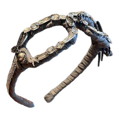 韩国东大门子女款重工闪钻高级灰色眼睛发箍女轻奢外出百搭发饰