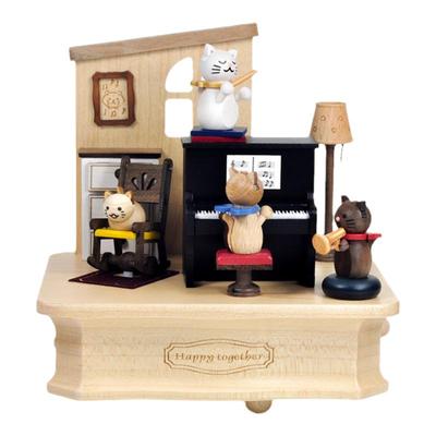 音乐盒猫咪钢琴旋转生日礼物