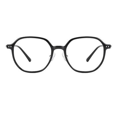 明月眼镜女超轻多边形钛合金腿近视眼镜有度数光学眼镜透茶A7207