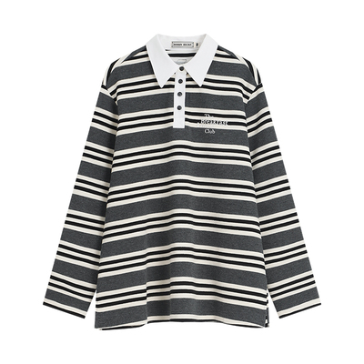 BOBBYBECKY珠地棉条纹tee