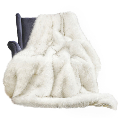 仿皮草毛毯白色狐狸毛毯加厚盖毯
