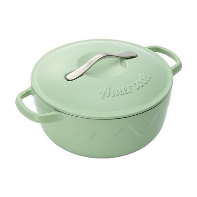 amercook铸铁珐琅锅家用焖炖锅红色煲汤锅电磁炉平底砂锅炖盅煮锅