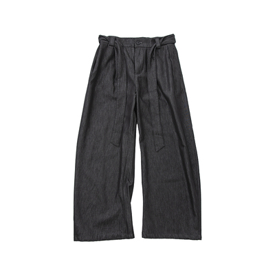 老钱风松弛感阔腿微弯刀休闲西裤