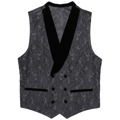 免烫商务复古马夹绅士轻奢修身黑